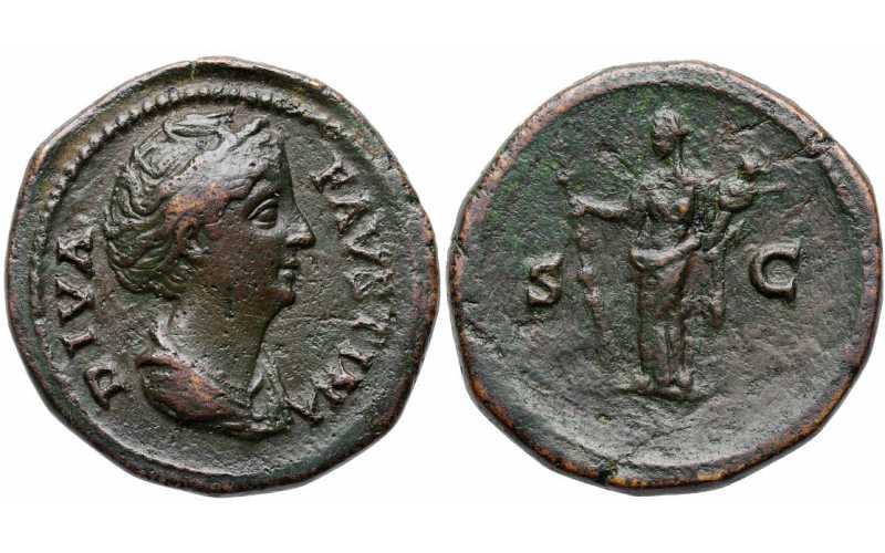 Faustina I the Elder, 138-141 AD, AE As, Vesta, Posthumous issue ...